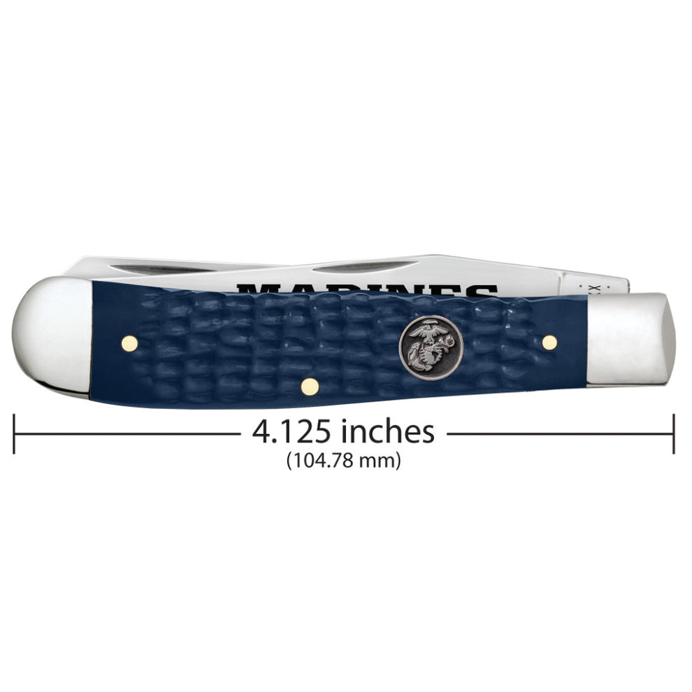 Case US Marine Corps Trapper Jigged Navy Blue Pocket Knife – Swiss ...